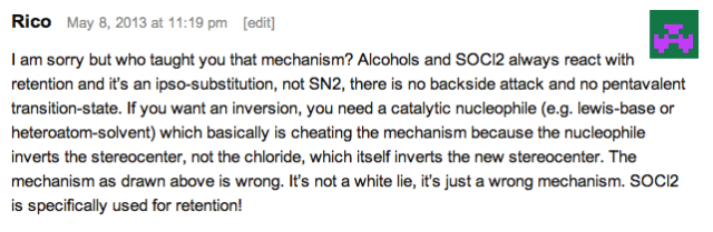 SOCl2 Mechanism For Alcohols To Alkyl Halides: SN2 versus SNi